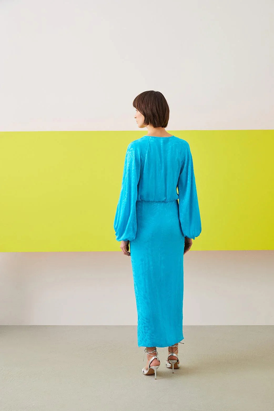 TURQUOISE RAGLAN SLEEVE SIDE SLIPPED MAXI DRESS | JUS DE POMMES ...